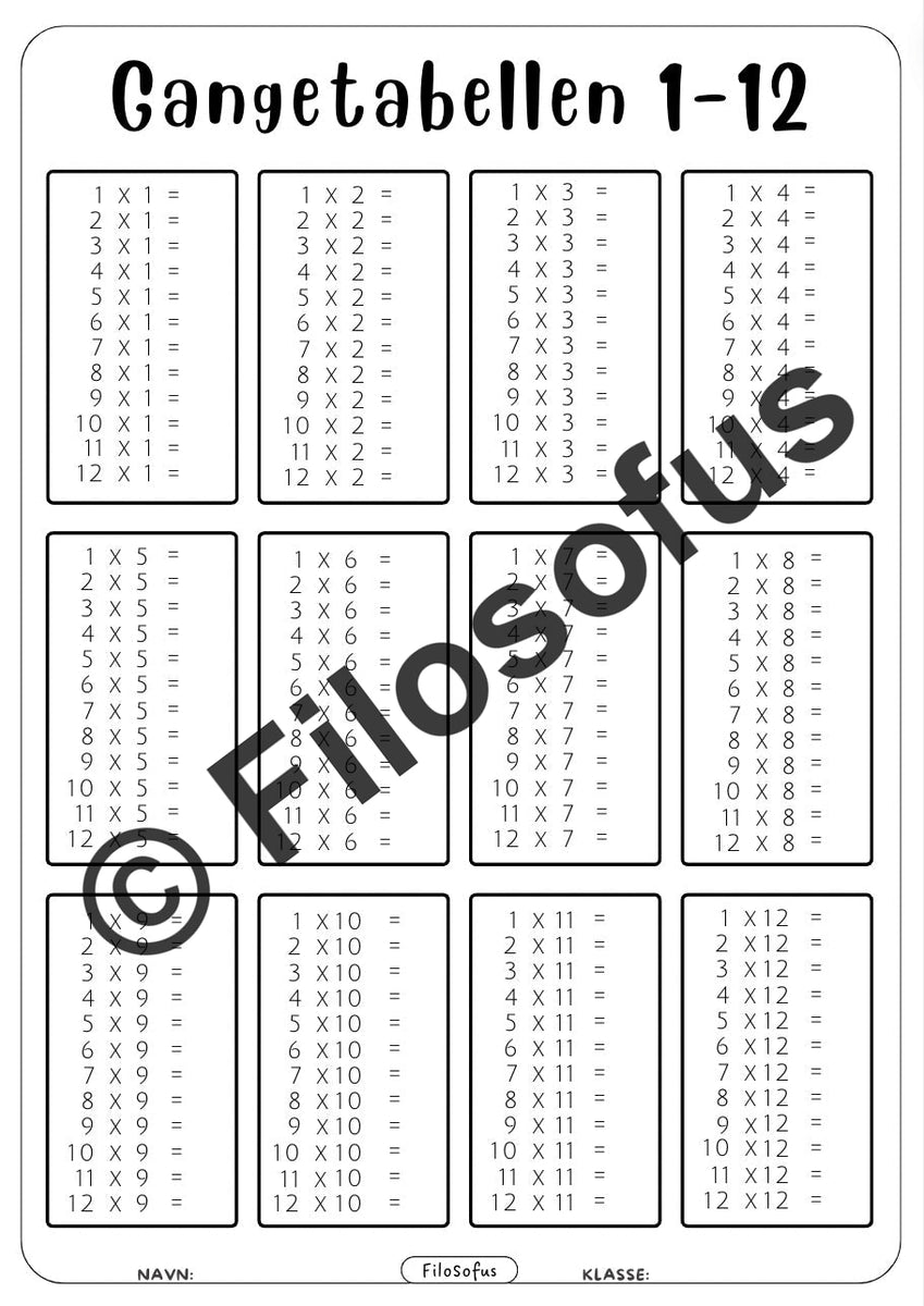 Gangetabellen 1-12 – Filosofus